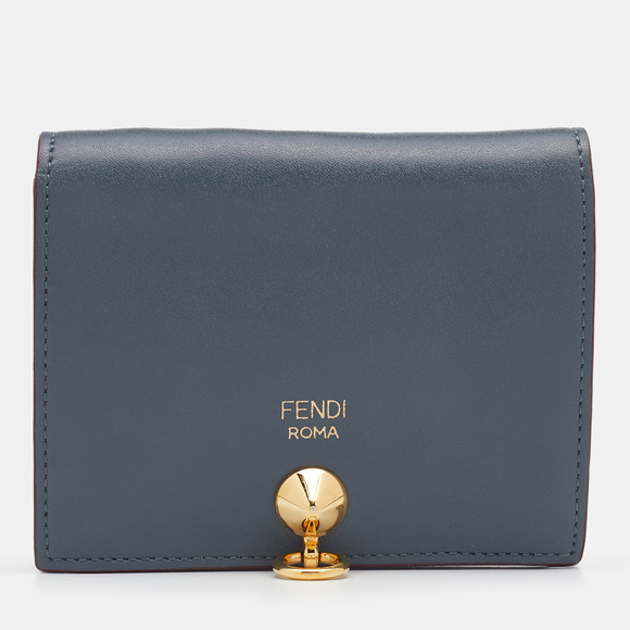 Fendi | Bags | Fendi Grey Light Blue Leather By The Way Bifold Wallet ...
